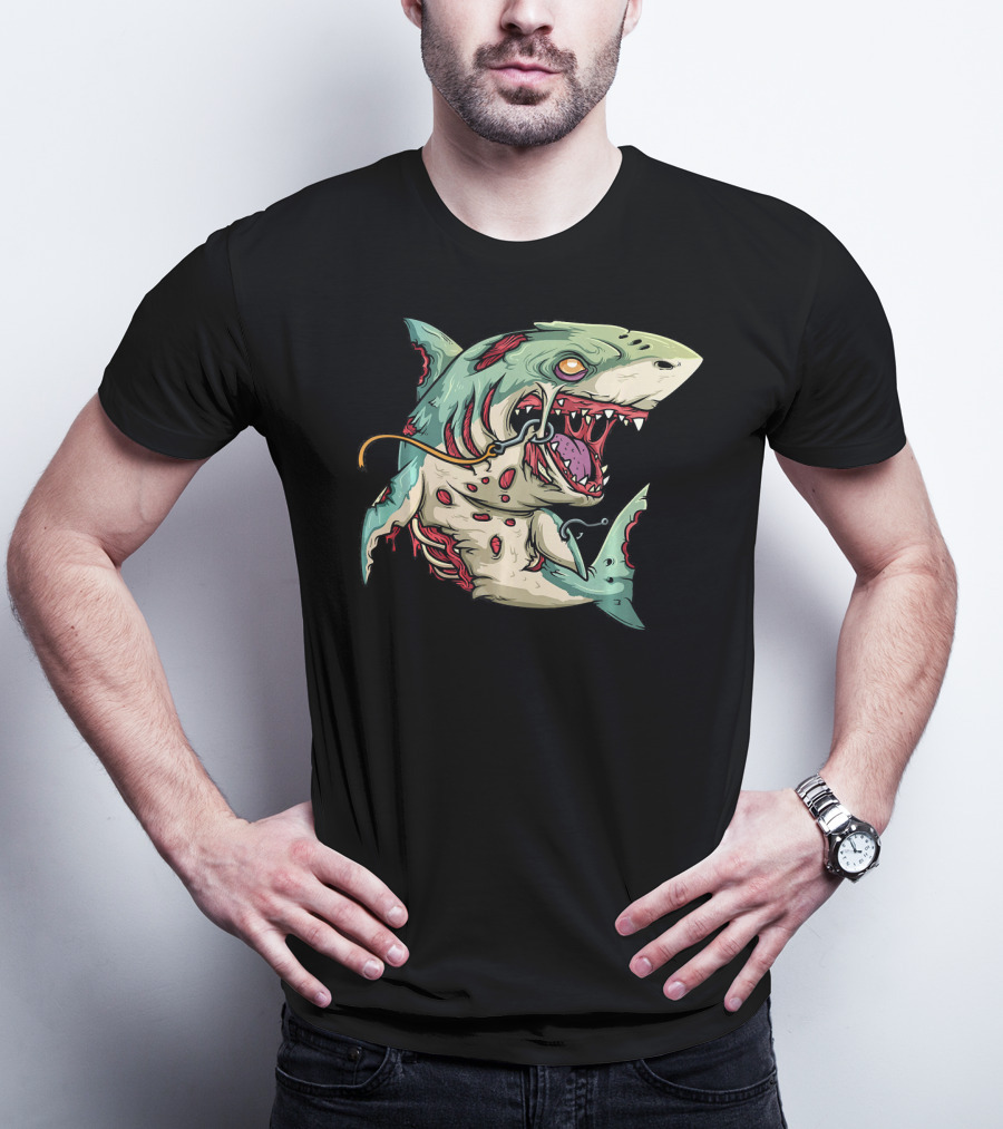 Zombie Shark Halloween Party Monster T-Shirt