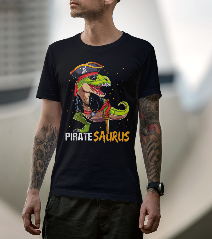 PIRATE SAURUS Dinosaur With Pirate Hat And Wooden Leg T-Shirt