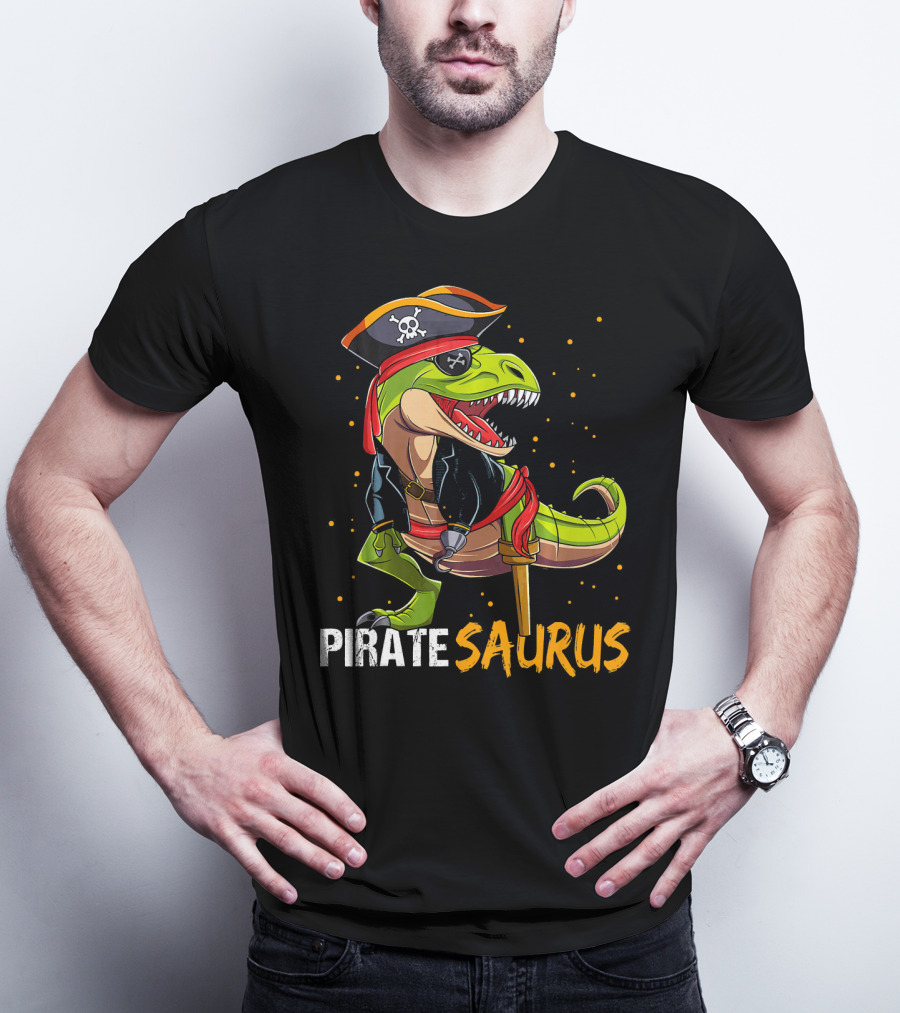 PIRATE SAURUS Dinosaur With Pirate Hat And Wooden Leg T-Shirt