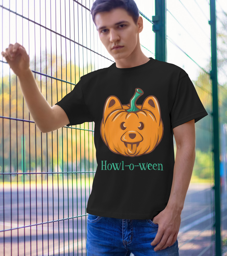 Howl-o-ween Dog Halloween Jackolantern T-Shirt
