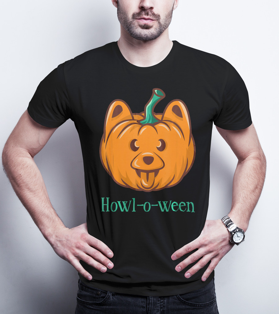 Howl-o-ween Dog Halloween Jackolantern T-Shirt