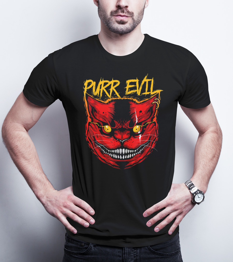 Purr Evil Cat For Halloween Saturday T-Shirt