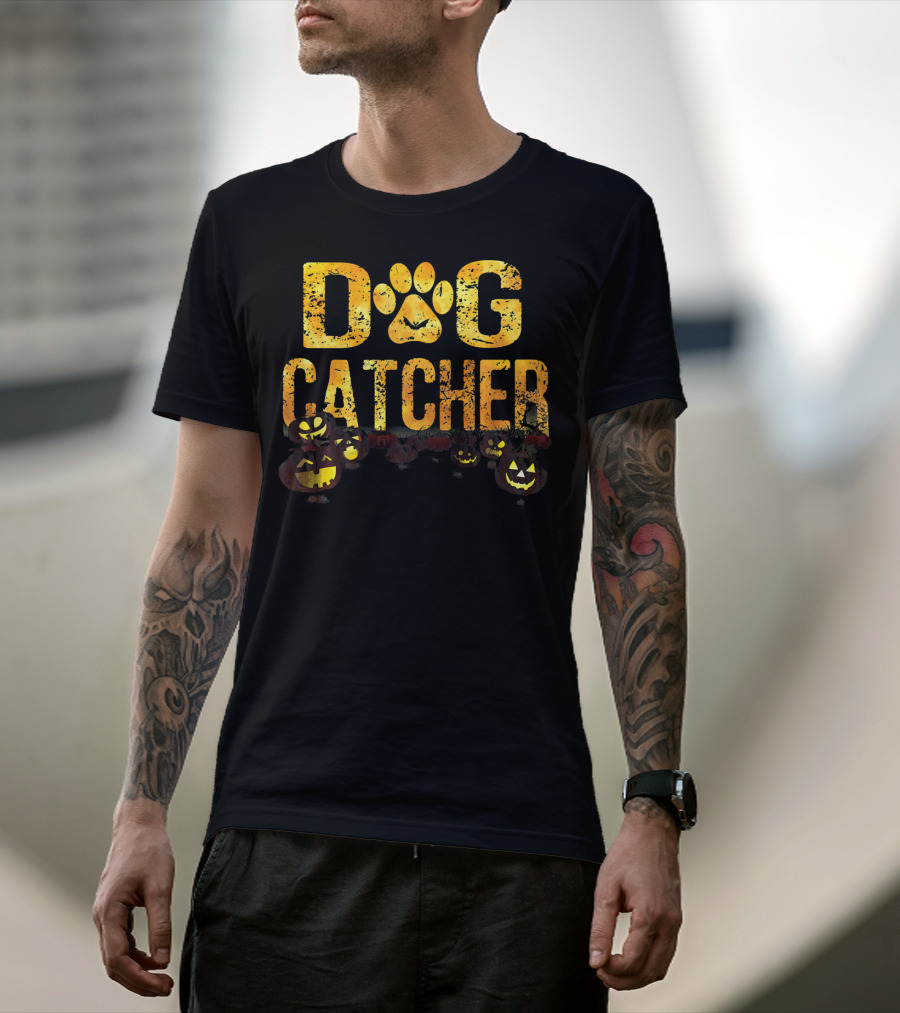 Dog Catcher Halloween Pumpkins Scary Costume T-Shirt