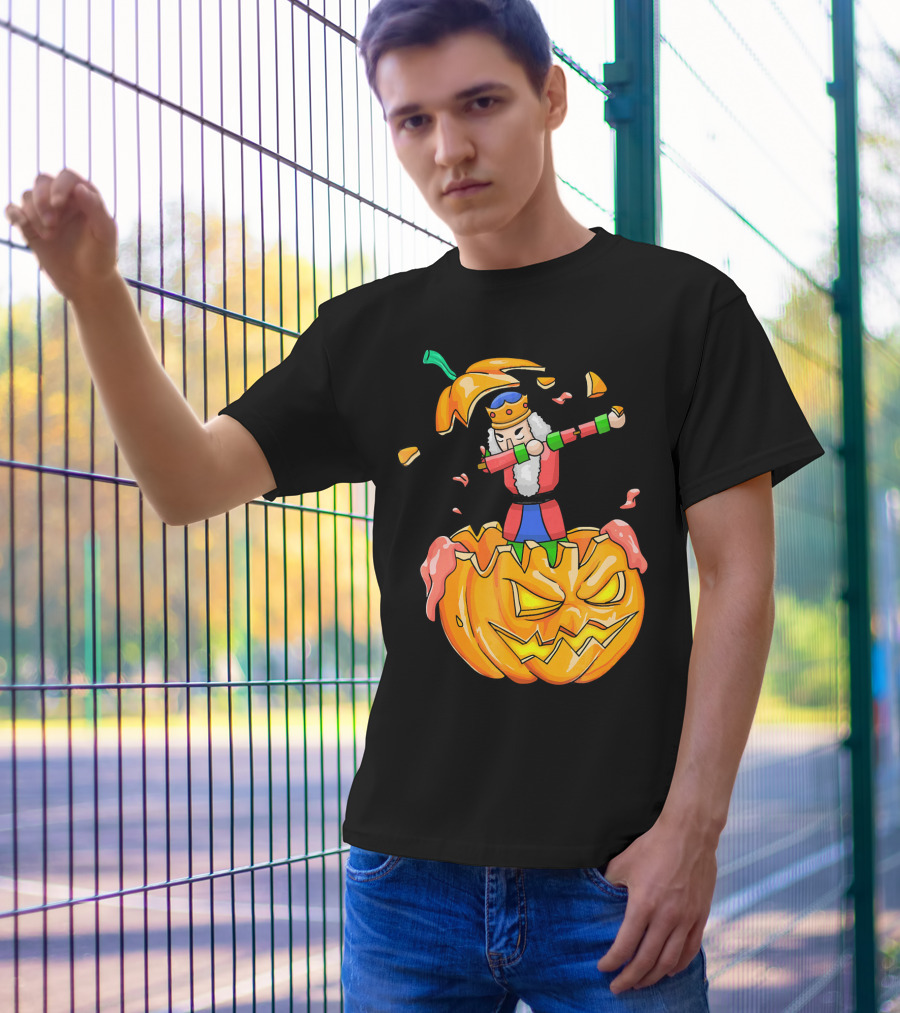 Nutcracker Dabbing On Giant Halloween Pumpkin Fun T-Shirt