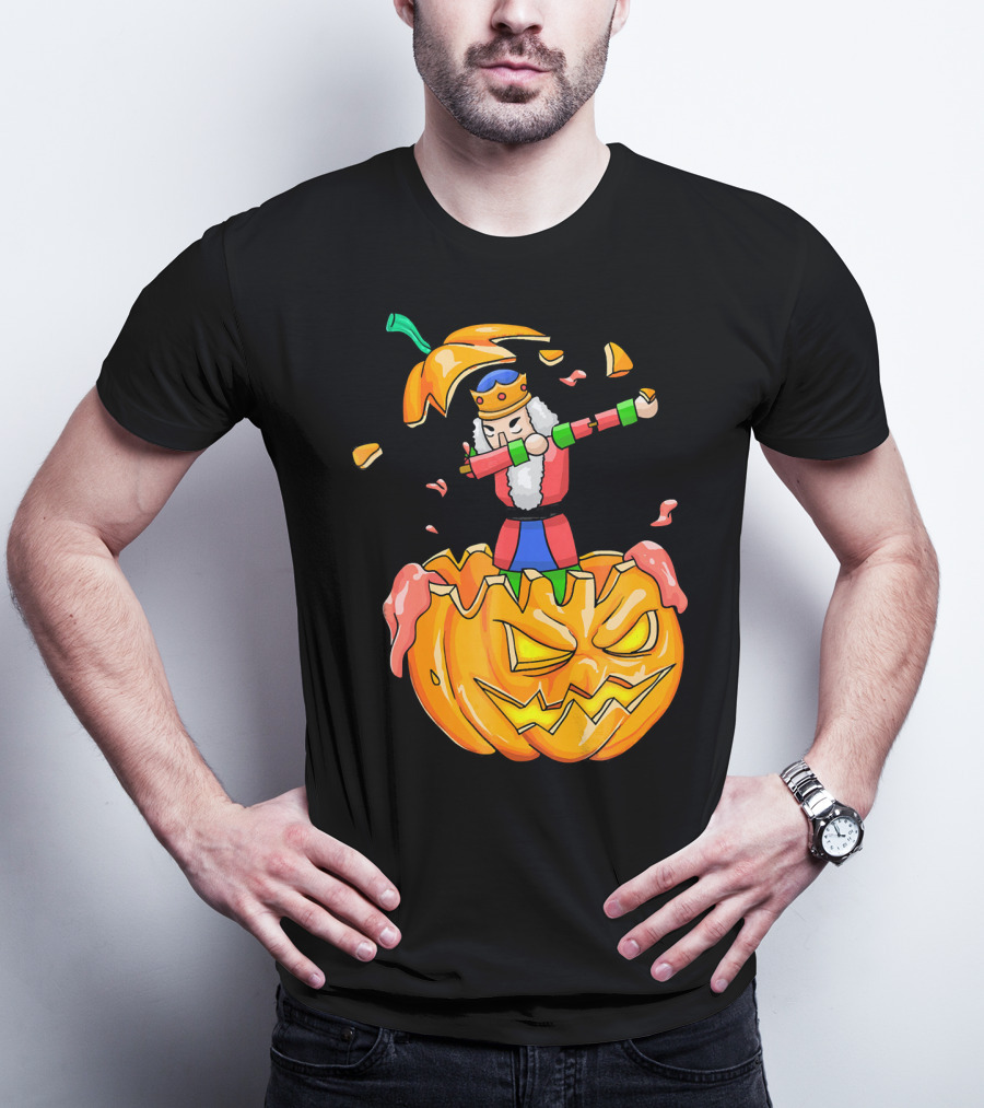 Nutcracker Dabbing On Giant Halloween Pumpkin Fun T-Shirt