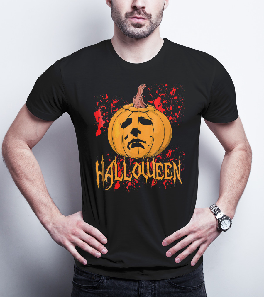 Funny Halloween Michael Myers Pumpkin Face T-Shirt