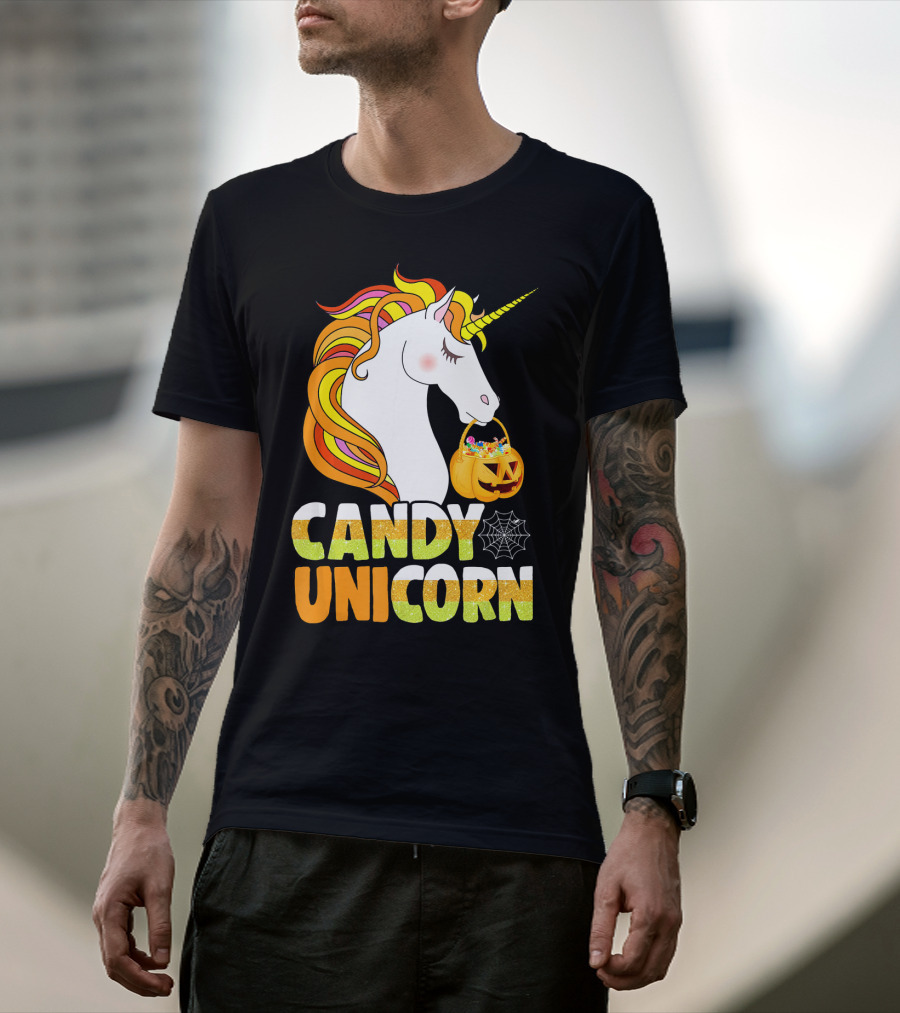 Candy Unicorn Halloween Basket T-Shirt
