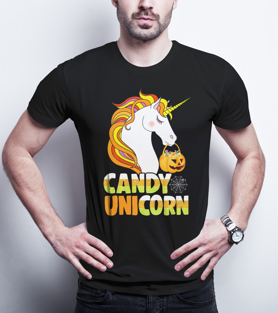 Candy Unicorn Halloween Basket T-Shirt