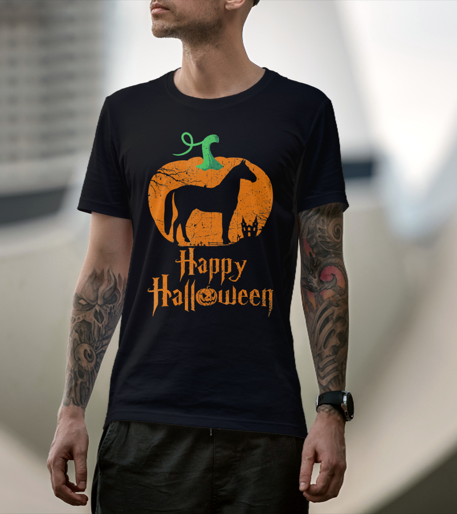 Happy Halloween Horse In Pumpkin T-Shirt