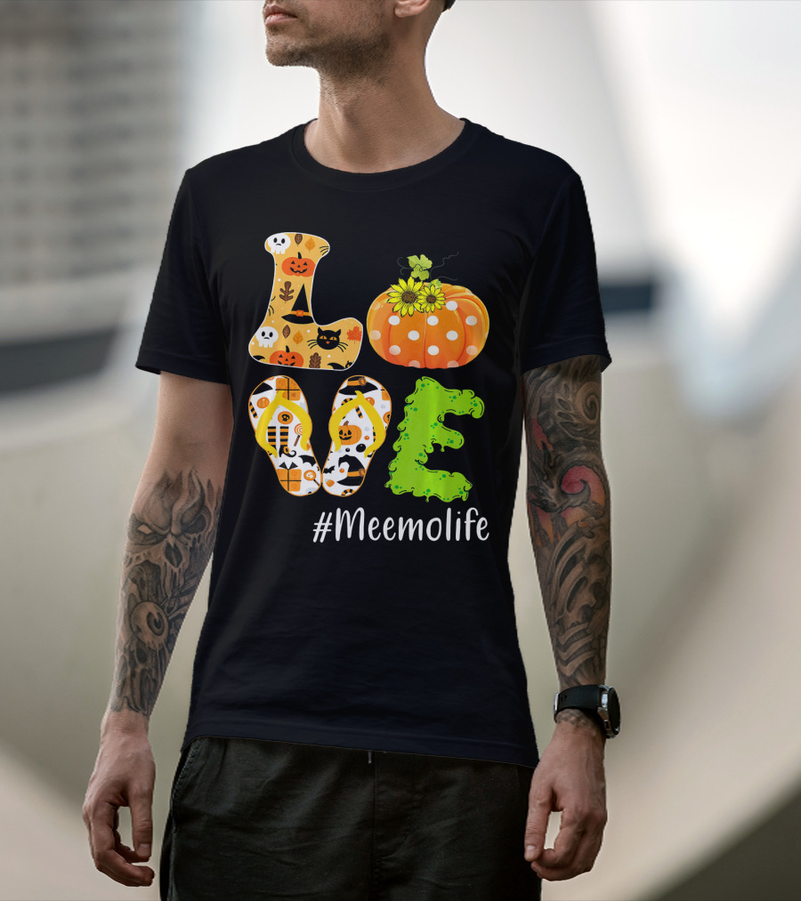 Love Meemolife Pumpkin Flip Flops Halloween T-Shirt