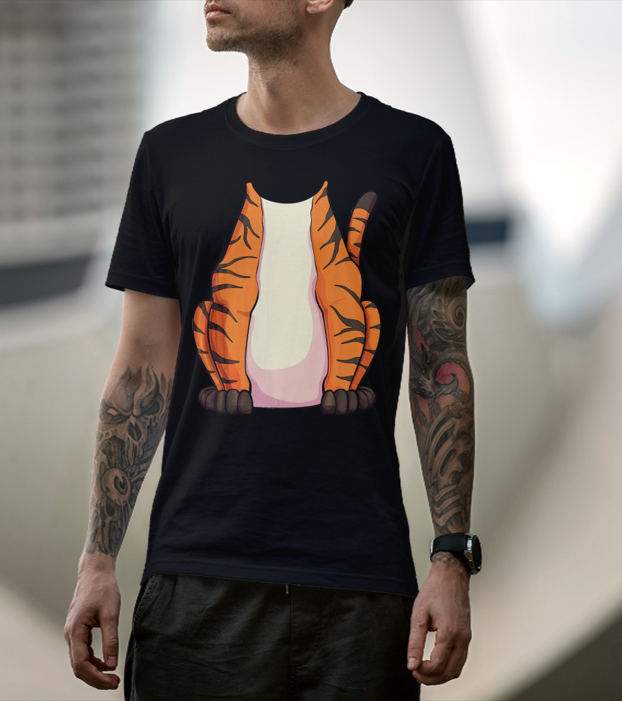 Tiger Costume For Halloween Tiger Stripes Tail T-Shirt