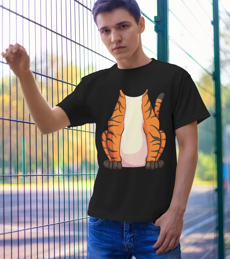 Tiger Costume For Halloween Tiger Stripes Tail T-Shirt