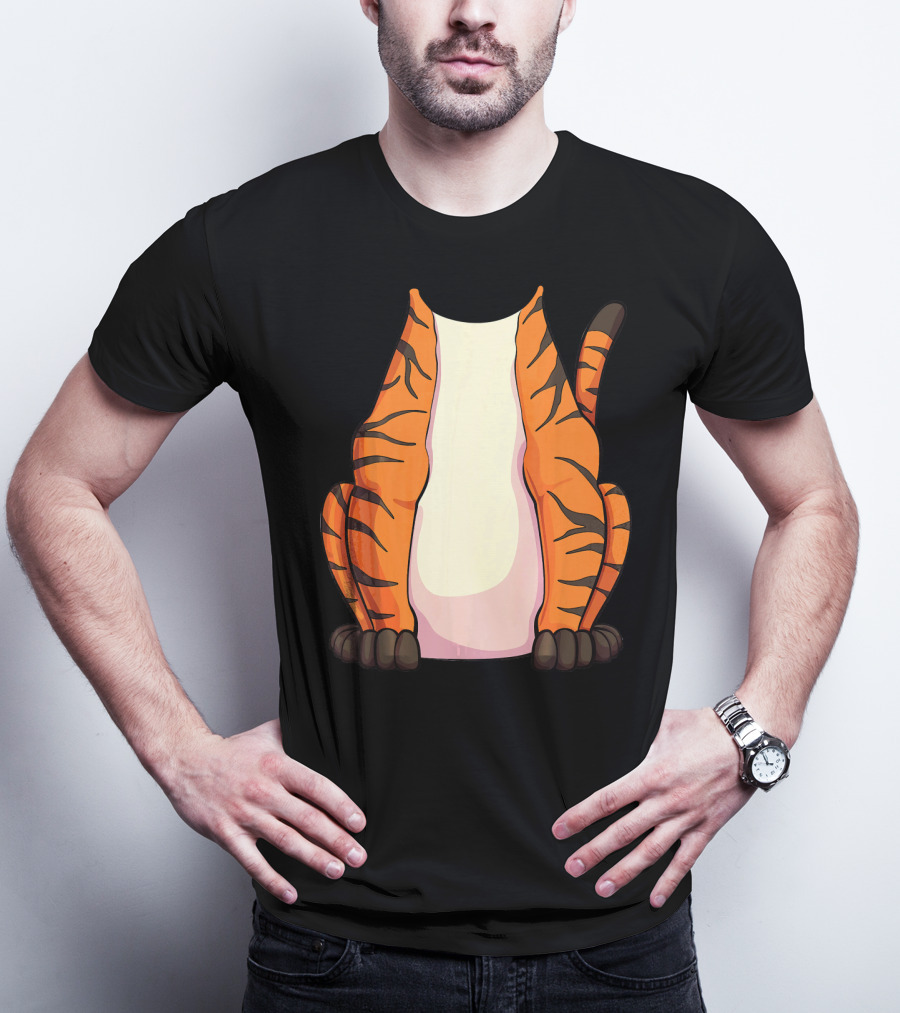 Tiger Costume For Halloween Tiger Stripes Tail T-Shirt
