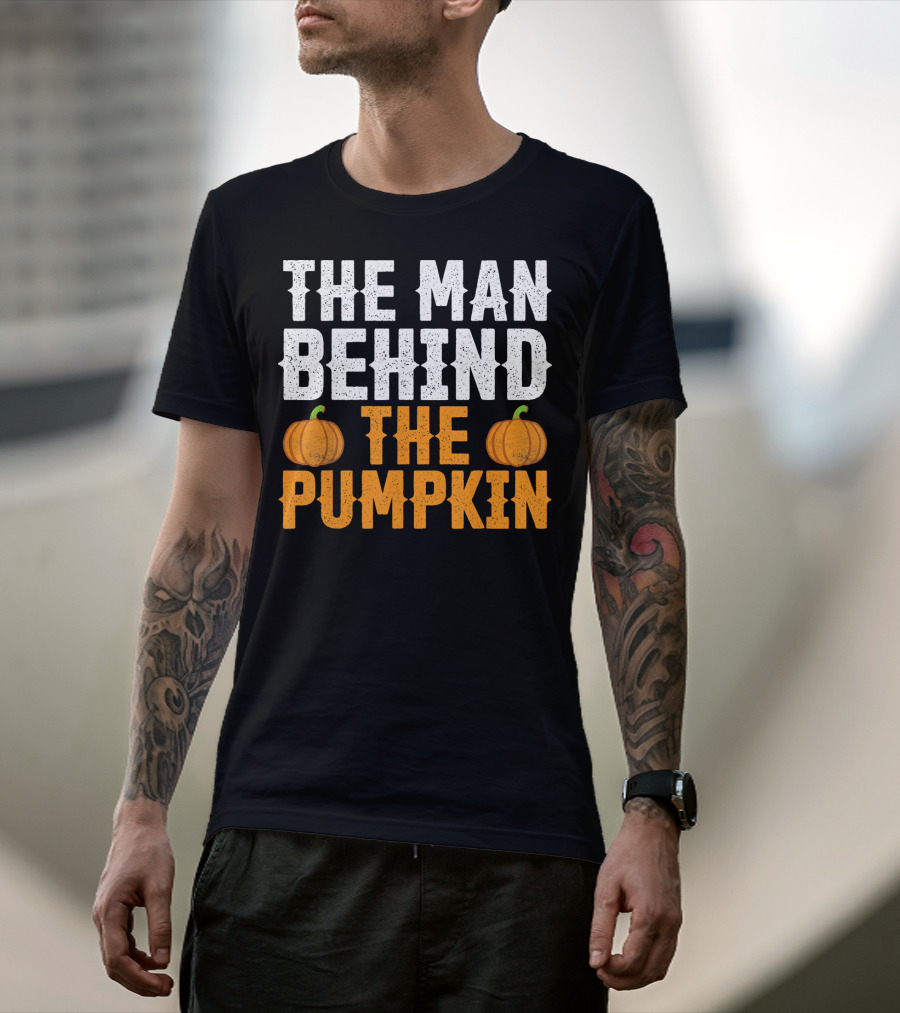 The Man Behind The Pumpkin Men's Funny Halloween Pregnancy Announcement T-Shirt
