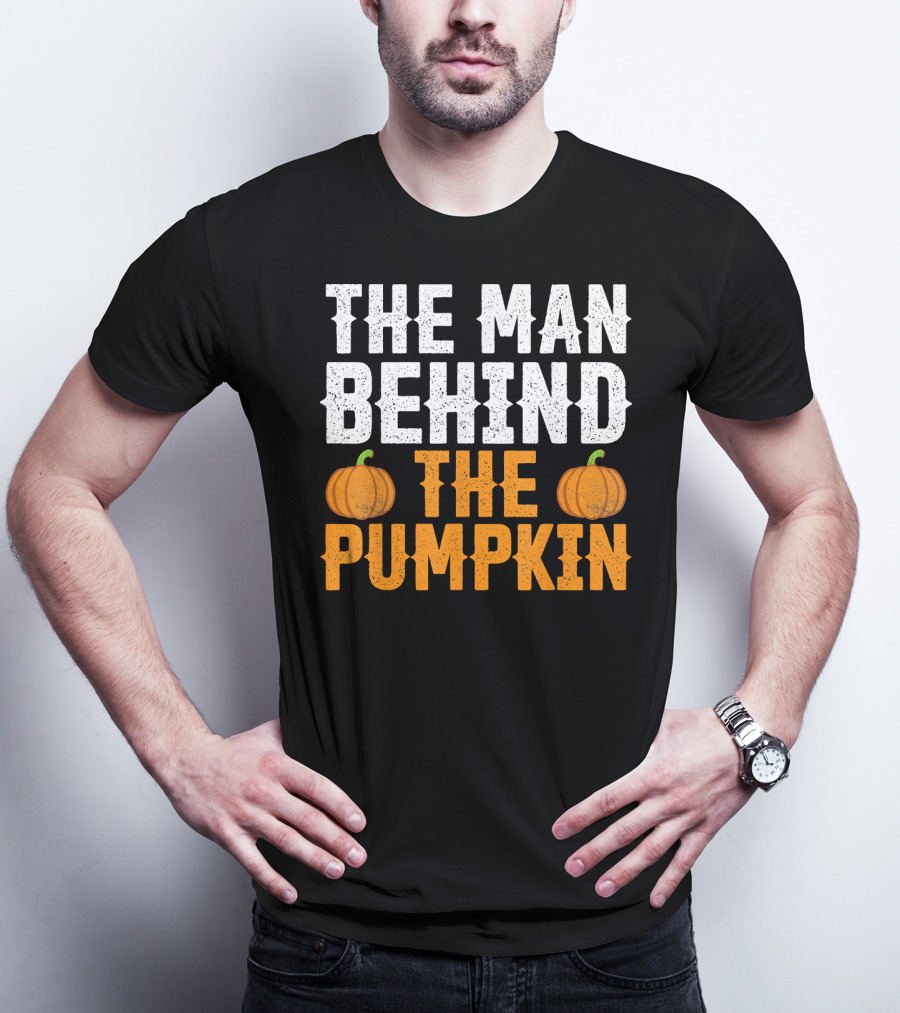 The Man Behind The Pumpkin Men's Funny Halloween Pregnancy Announcement T-Shirt