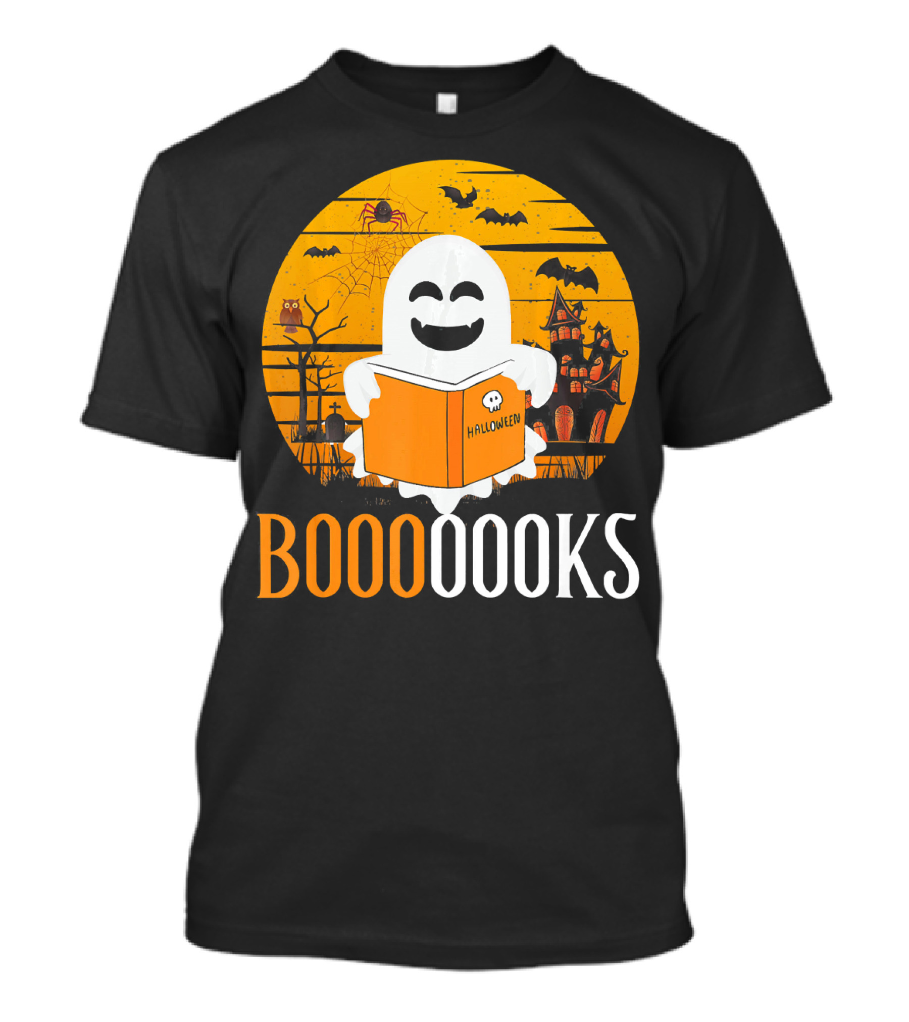 Booooooks Boo Read Books Funny Nerd Halloween Ghost Reading T-Shirt