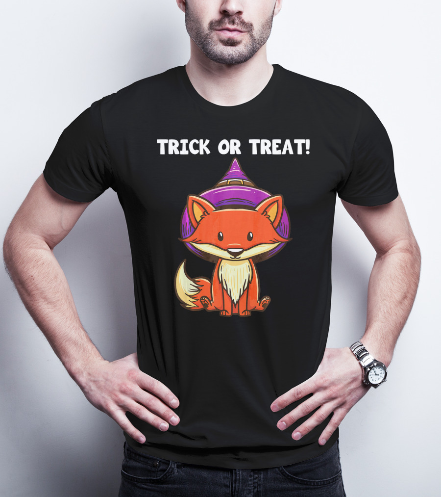 Trick Or Treat Witch Fox Halloween T-Shirt