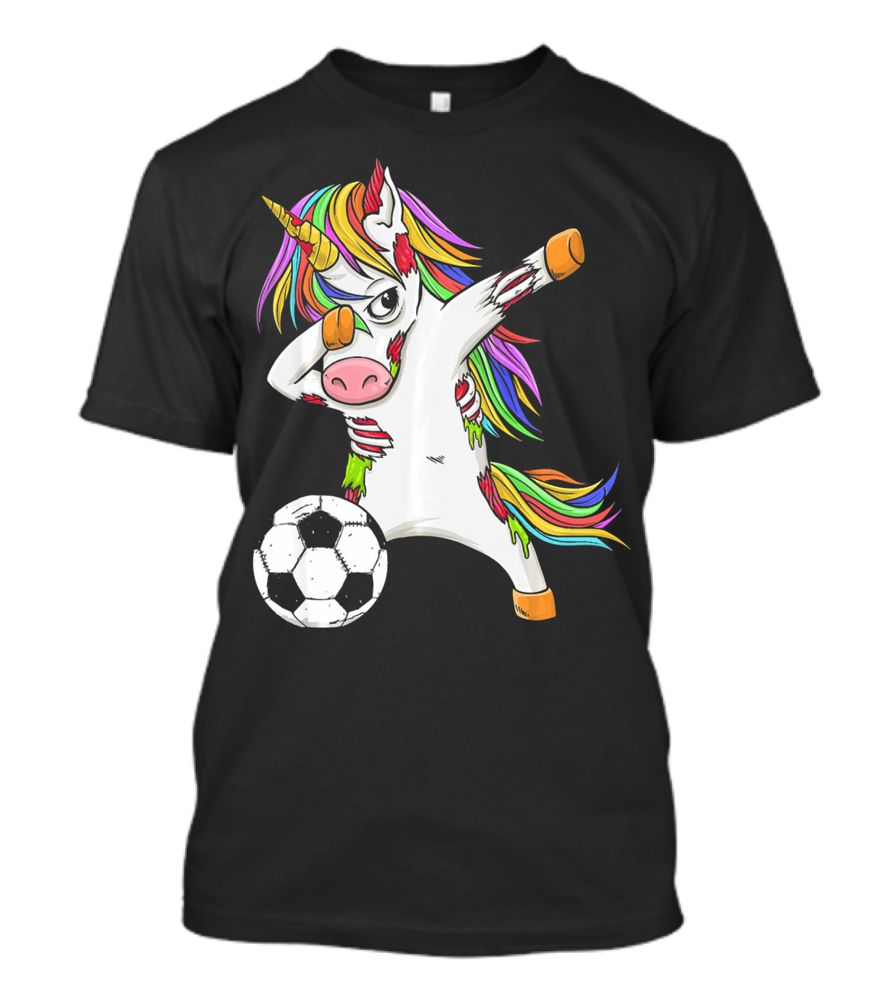 Zombie Unicorn Dabbing Halloween Soccer Ball T-Shirt