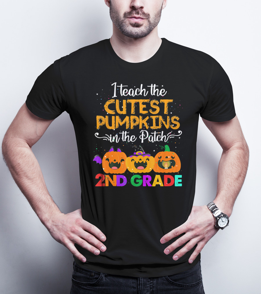 I Teach The Cutest Pumpkins In The Patch 2nd Grade Halloween Teacher T-Shirt