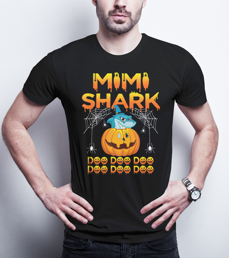 Mimi Shark Halloween Pumpkin Spider Web Doo Doo Costume Mat T-Shirt