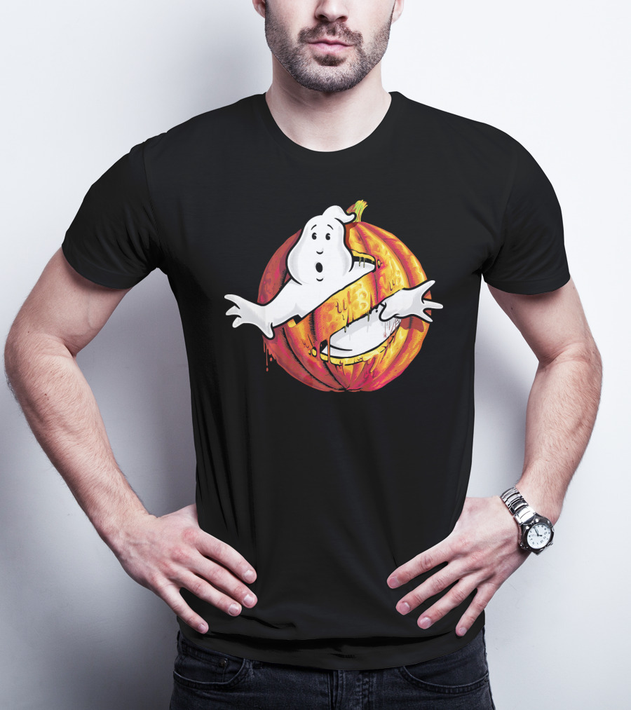 Ghostbusters Classic Logo Halloween Pumpkin Mashup T-Shirt