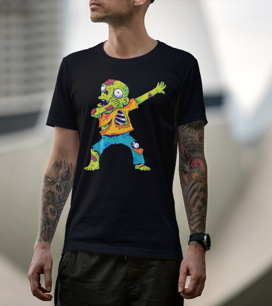 Dabbing Zombie Funny Halloween Zombi Cute Cartoon T-Shirt