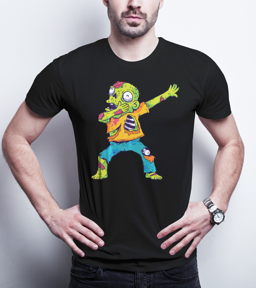 Dabbing Zombie Funny Halloween Zombi Cute Cartoon T-Shirt