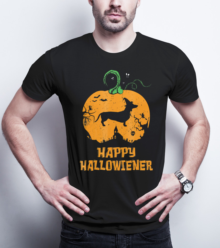 Happy Halloweiner Halloween Dachshund Pumpkin T-Shirt