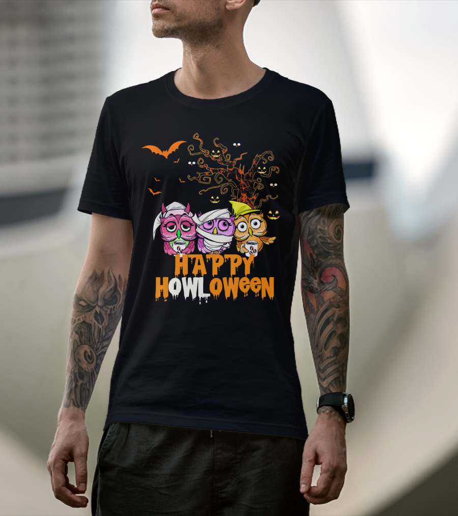 Happy Howloween Funny Mummy Witch Owls Halloween T-Shirt