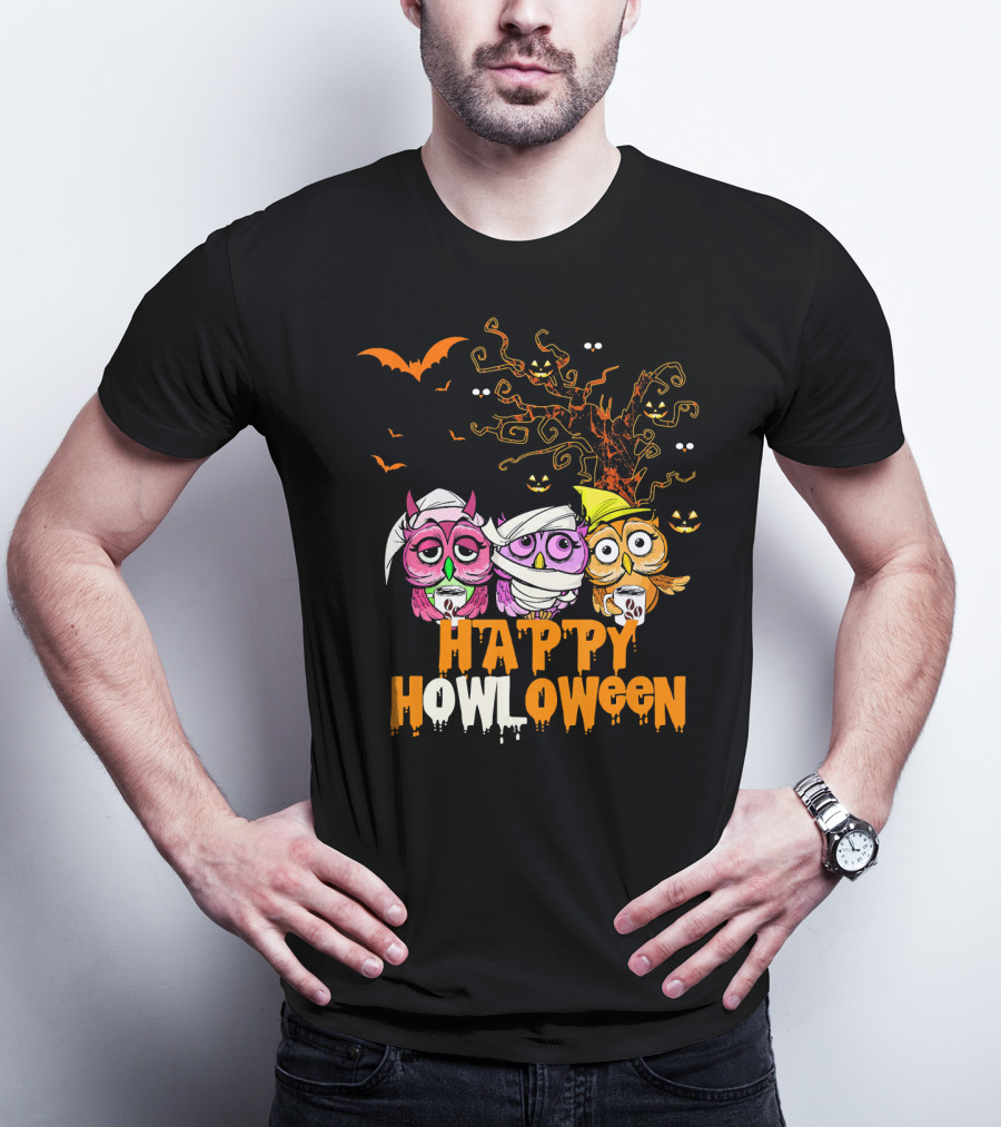 Happy Howloween Funny Mummy Witch Owls Halloween T-Shirt