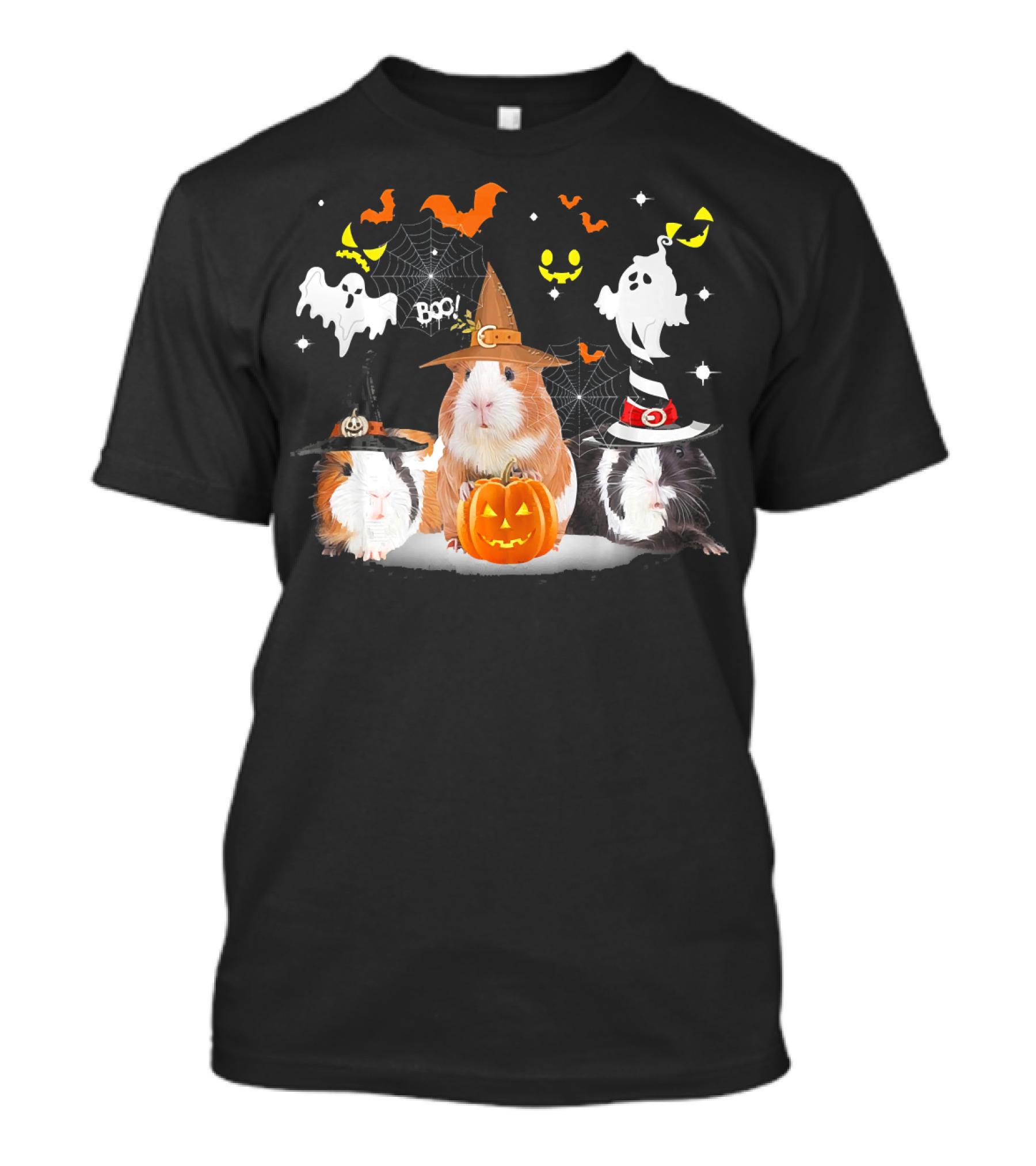 Halloween Cute Guinea Pig Witch Ghost Pumpkin Boo T-Shirt