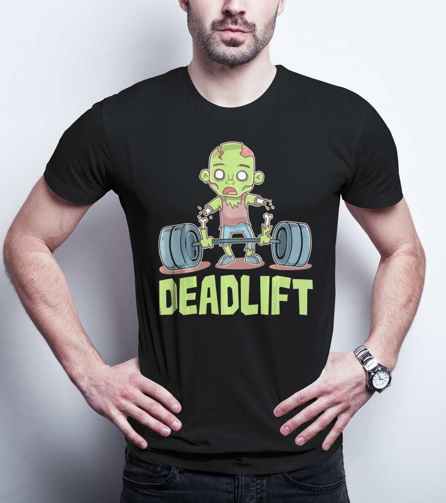 Deadlift Zombie Lifting Cartoon Undead Weightlifting T-Shirt