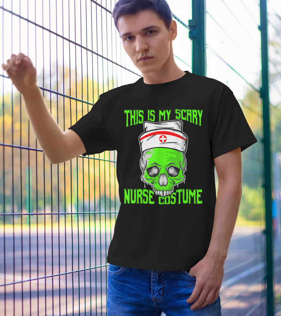 This Is My Scary Green Skeleton Nurse Costume T-Shirt