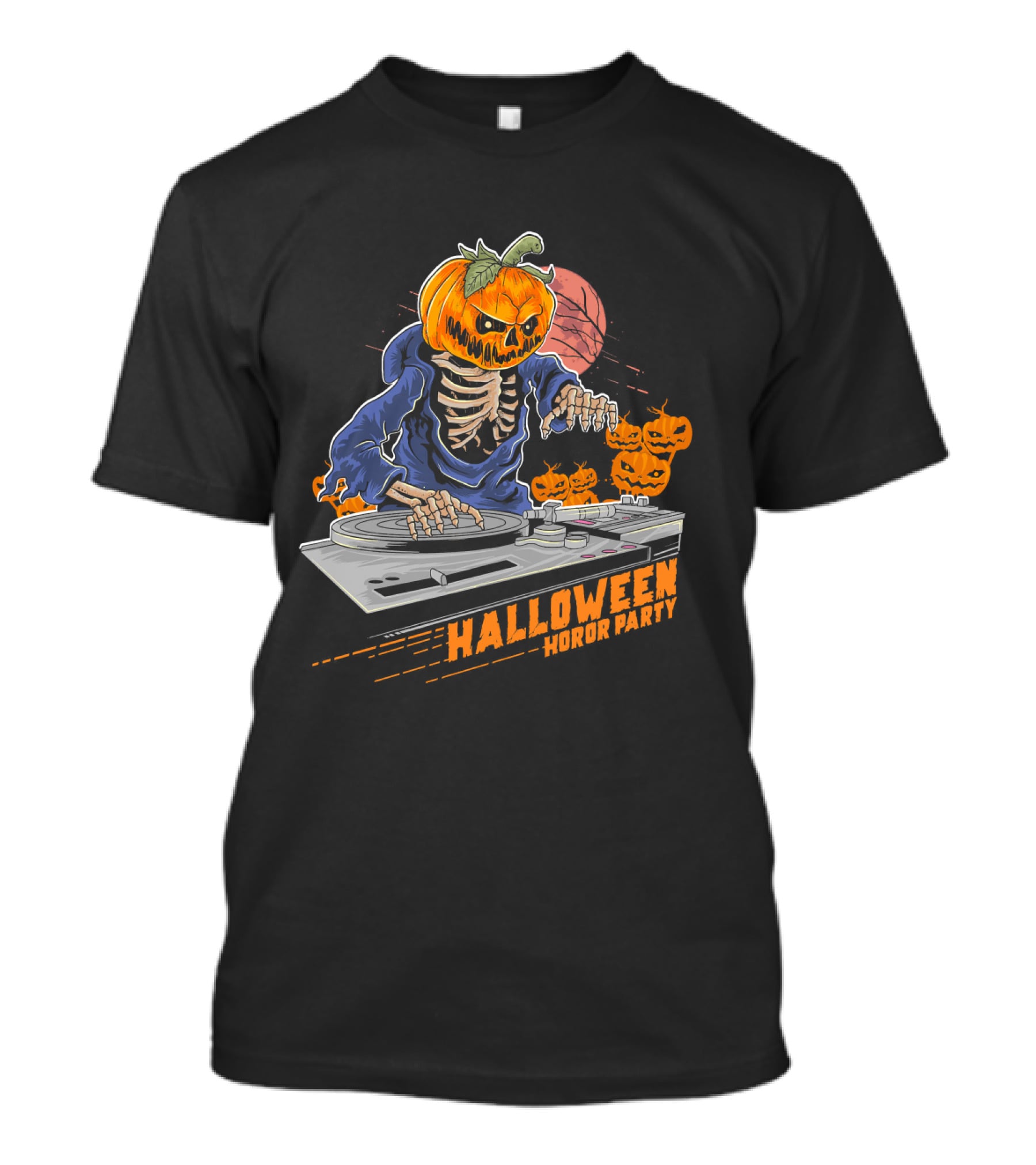 Halloween Horror Party Jack O Lantern DJ Pumpkin Halloween Horr T-Shirt