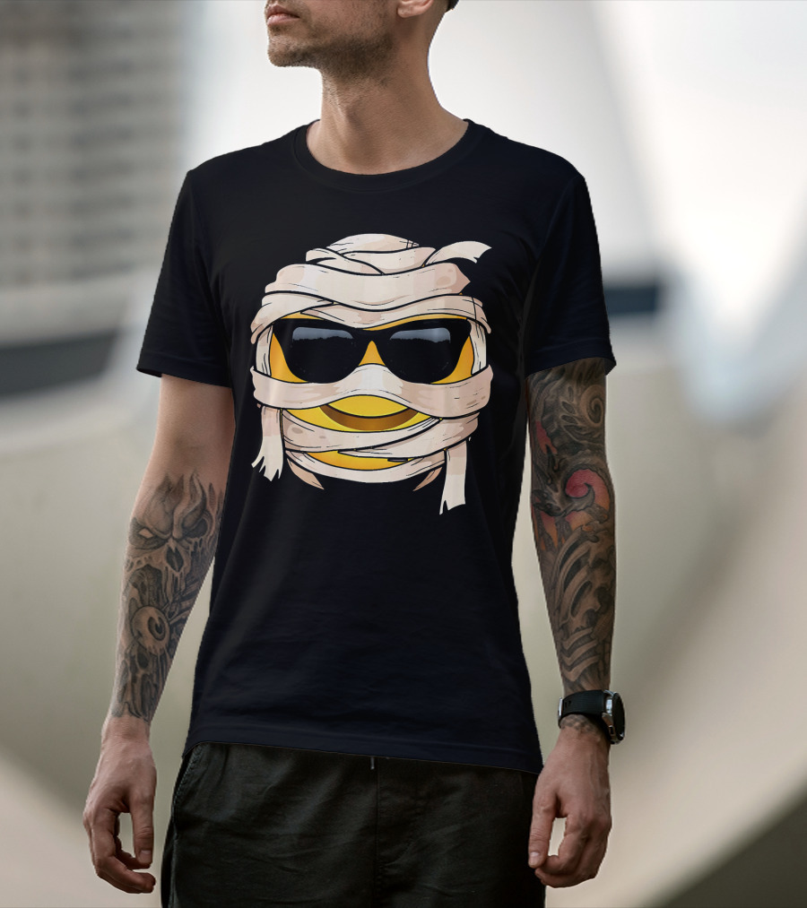 Smiling Face With Sunglasses Emoji Wink Wrapped In Bandages T-Shirt