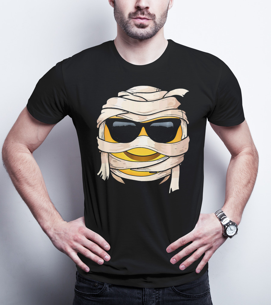 Smiling Face With Sunglasses Emoji Wink Wrapped In Bandages T-Shirt