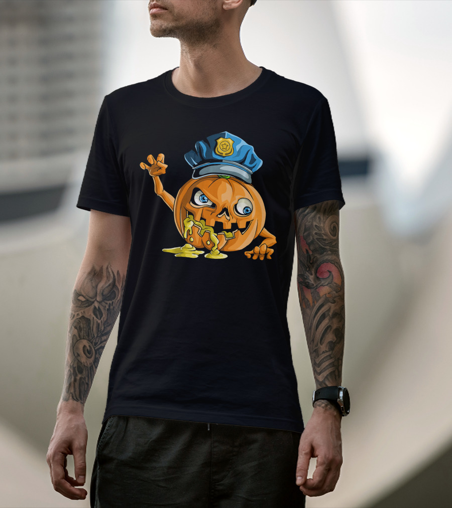 Zombie Pumpkin Police Officer Rising T-Shirt