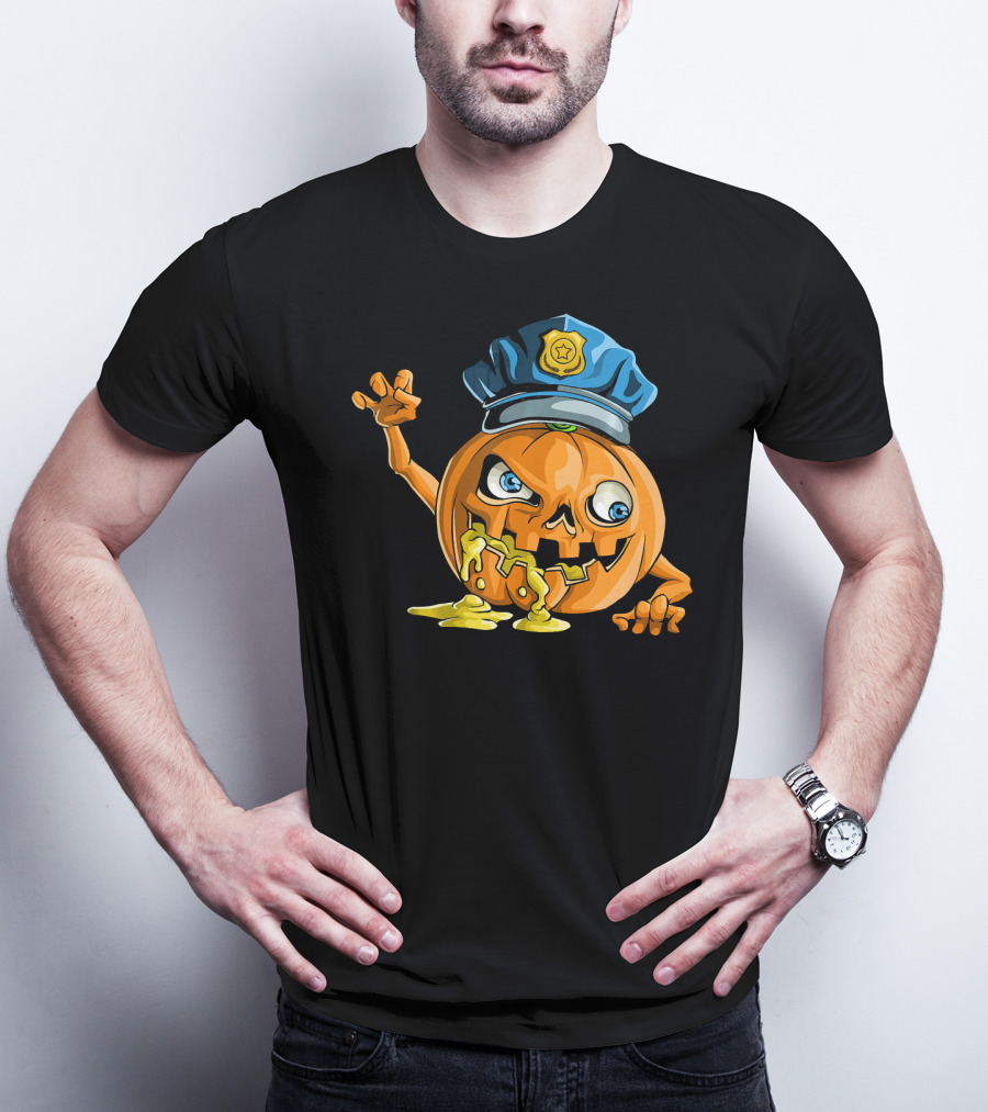 Zombie Pumpkin Police Officer Rising T-Shirt