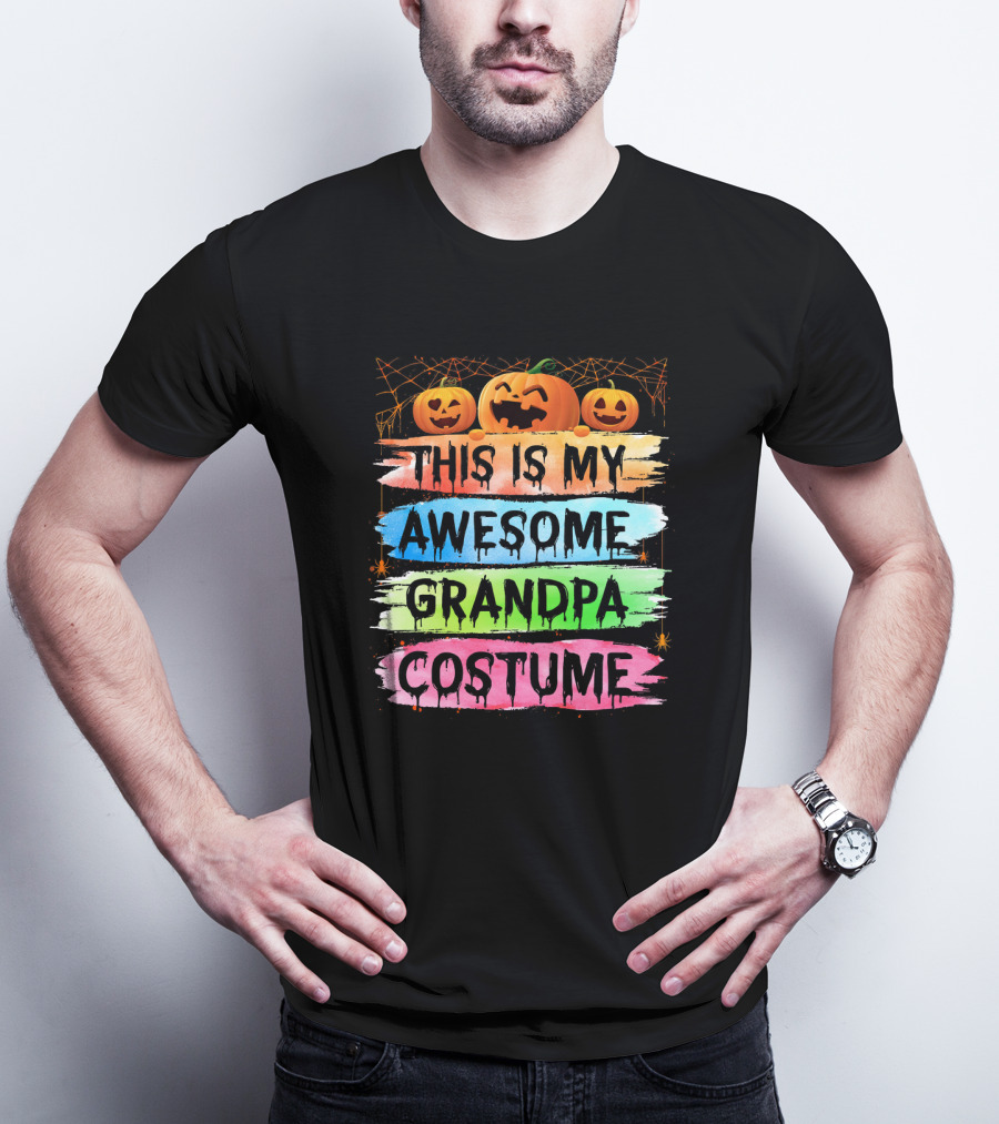 This Is My Awesome Grandpa Costume Halloween Pumpkins T-Shirt