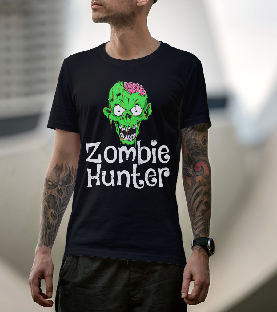 Zombie Hunter Halloween Zombie Head T-Shirt