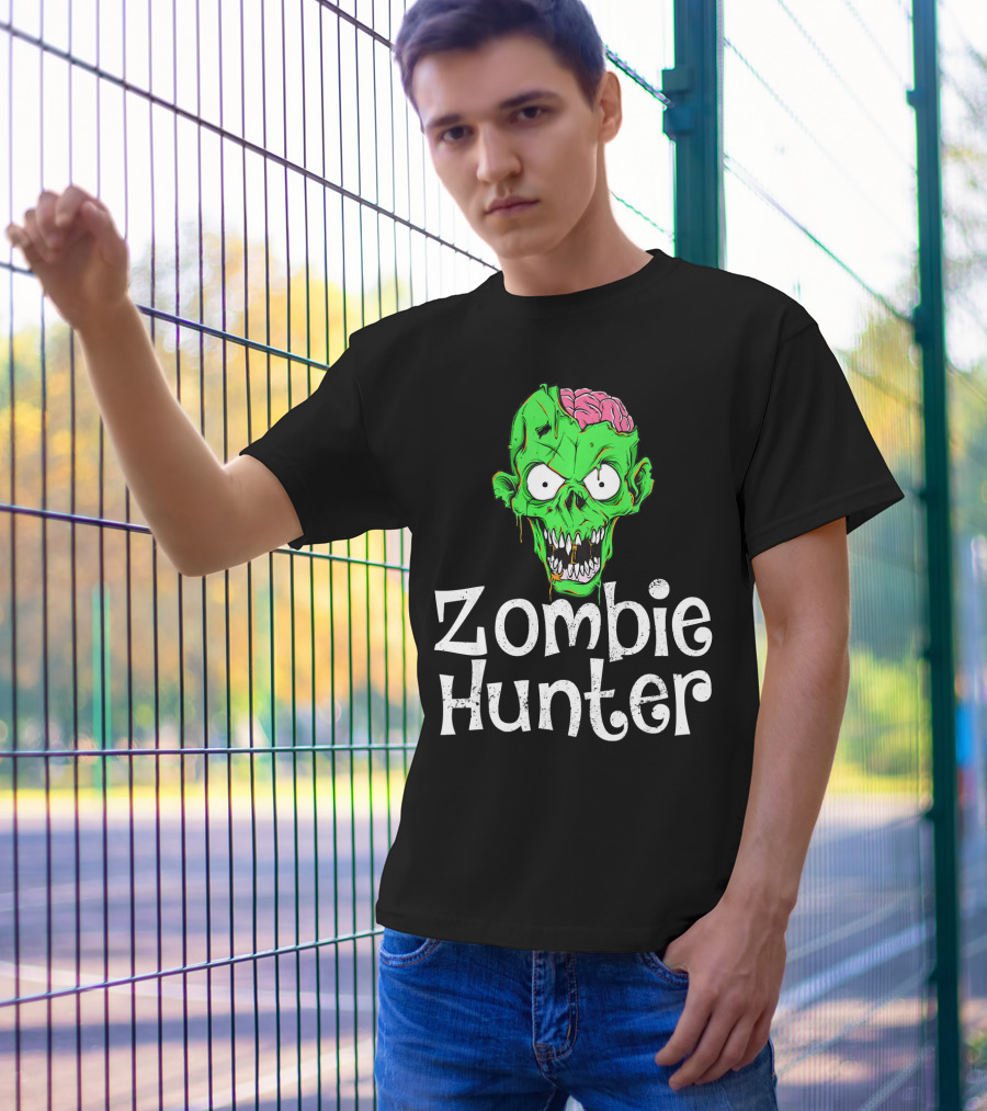 Zombie Hunter Halloween Zombie Head T-Shirt