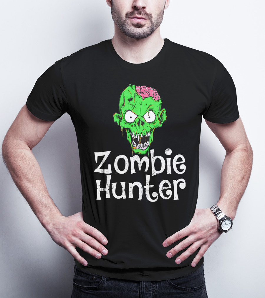Zombie Hunter Halloween Zombie Head T-Shirt