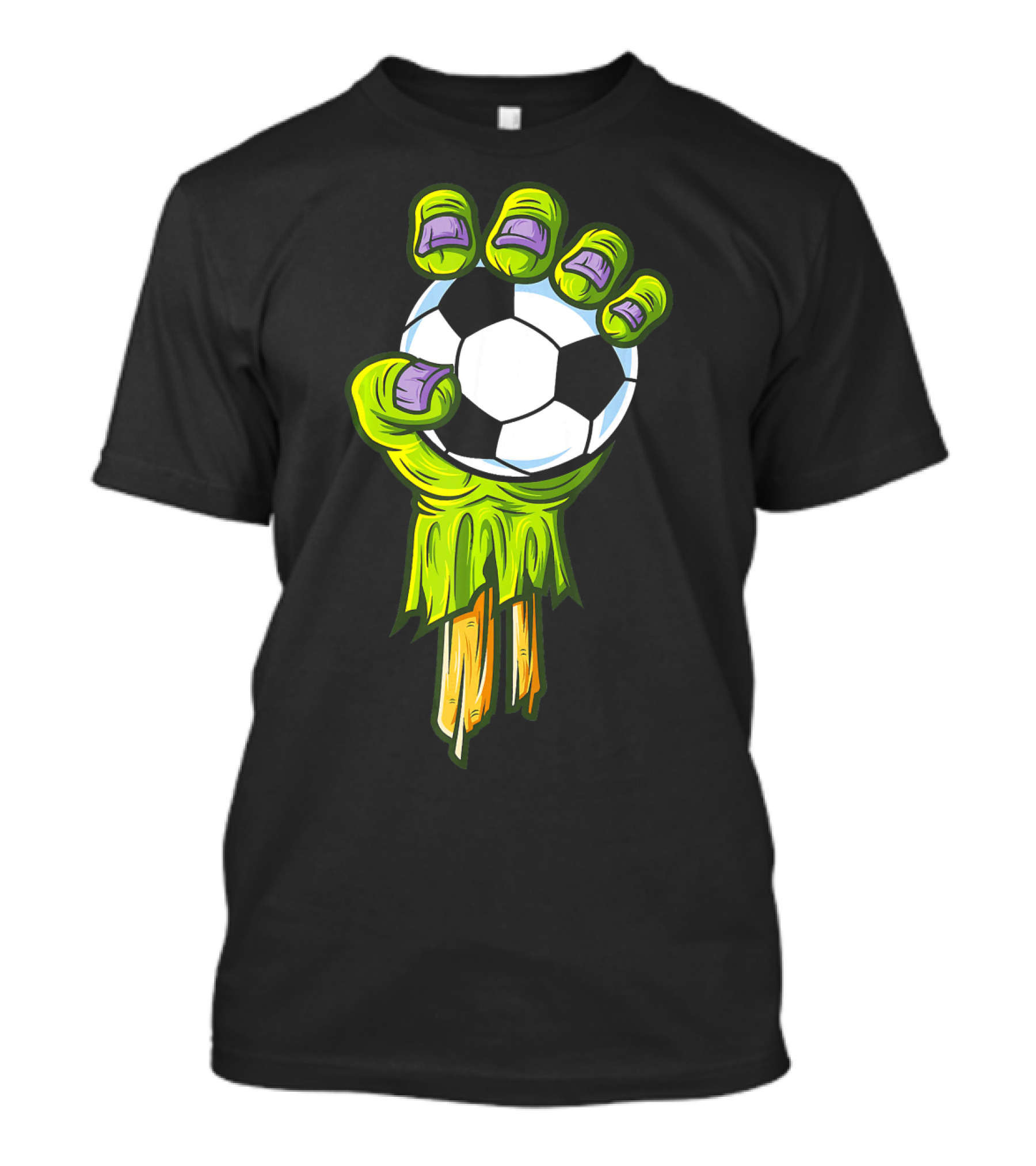 Zombie Hands Grabbing Soccer Ball Funny Horror Scary T-Shirt