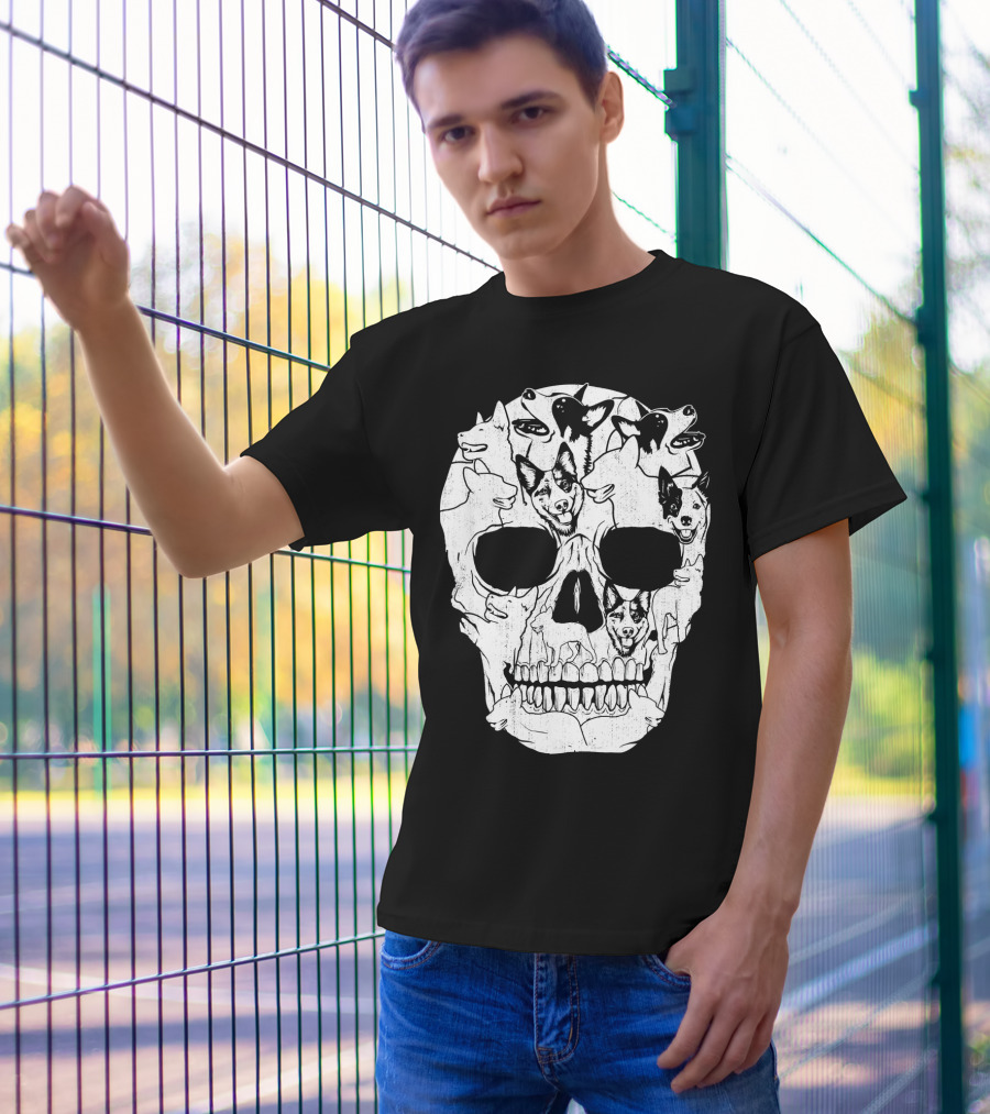 Australian Cattle Dog Skull Halloween Co Canine T-Shirt