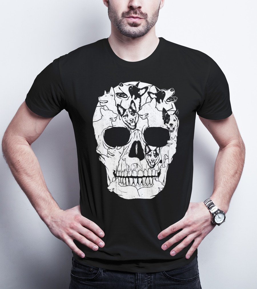 Australian Cattle Dog Skull Halloween Co Canine T-Shirt