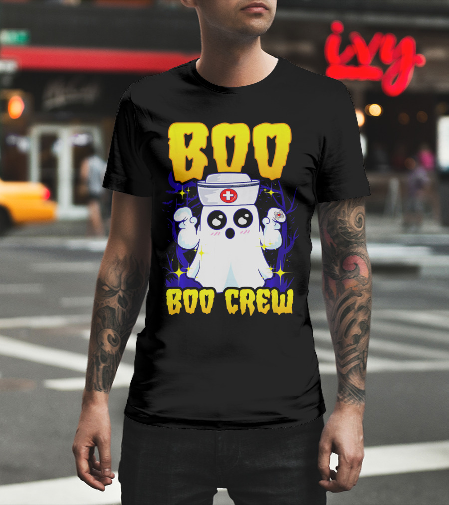 BOO Nurse Ghost Boo Crew Halloween T-Shirt