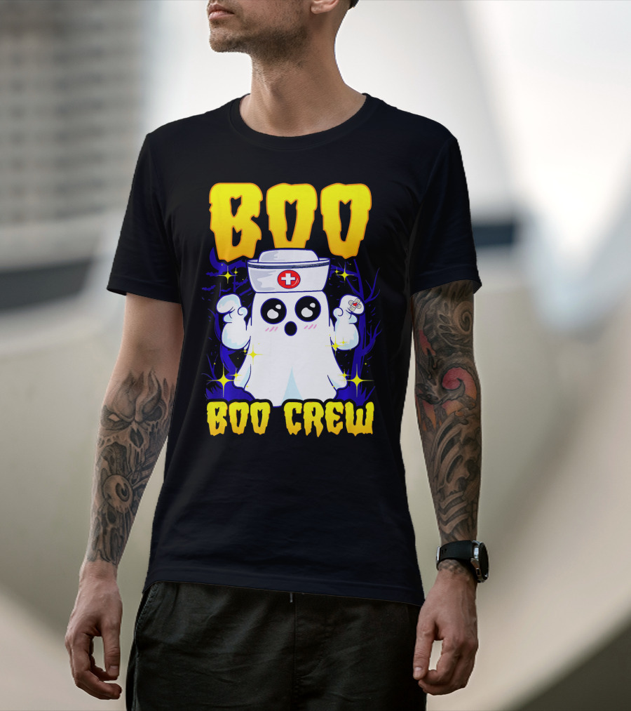 BOO Nurse Ghost Boo Crew Halloween T-Shirt