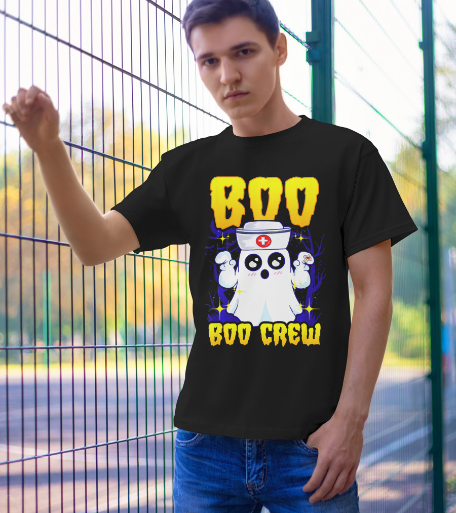 BOO Nurse Ghost Boo Crew Halloween T-Shirt