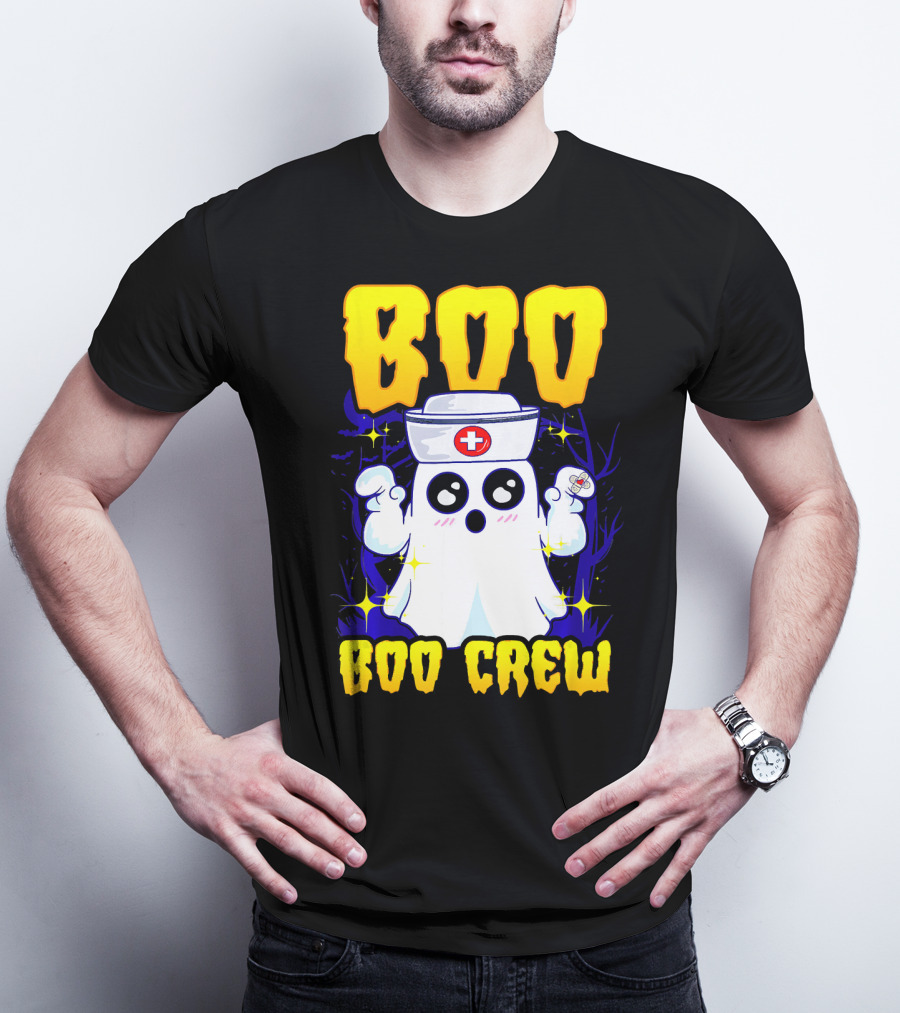 BOO Nurse Ghost Boo Crew Halloween T-Shirt