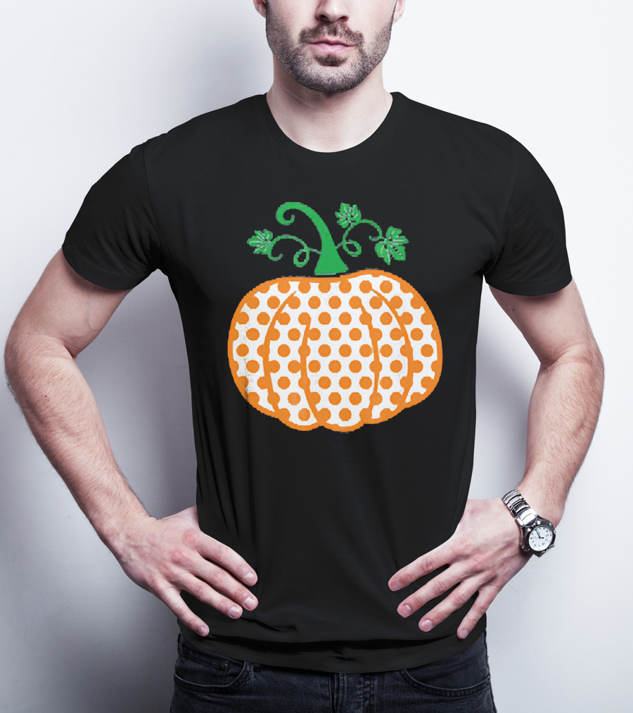 Pumpkin Polka Dot Pattern Autumn Decor T-Shirt